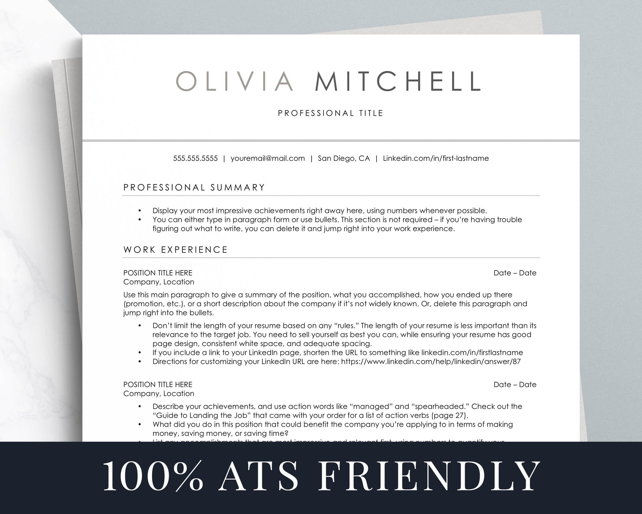 Best Modern ATS Resume Template and CV Format for Word, Apple Pages, G