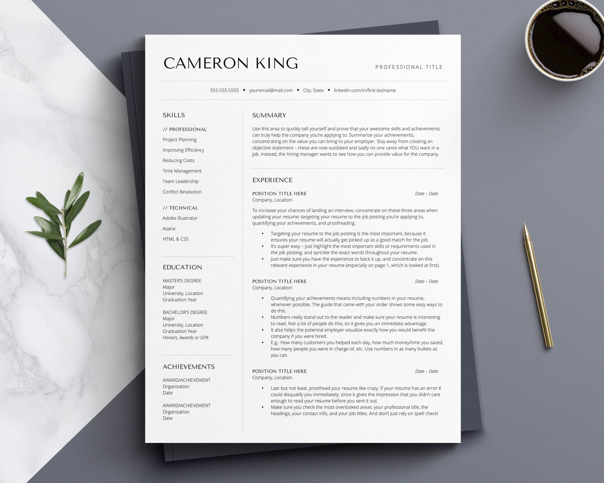 Google Docs Resume Template - The Cameron