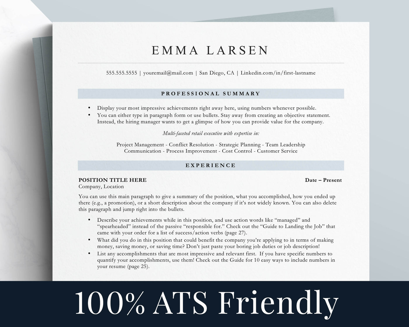 ATS Compliant Resume Template - Lawyer CV, Executive Resume Template f