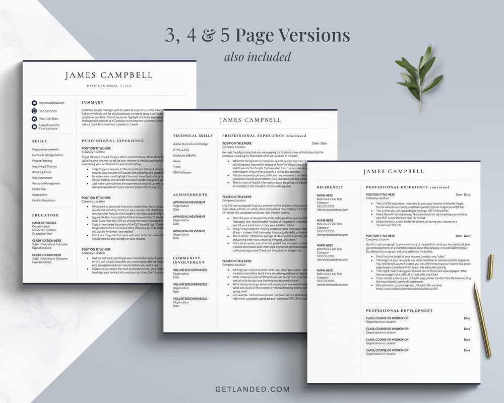 Executive Director Resume Template for Word, Google Docs & Mac Pages
