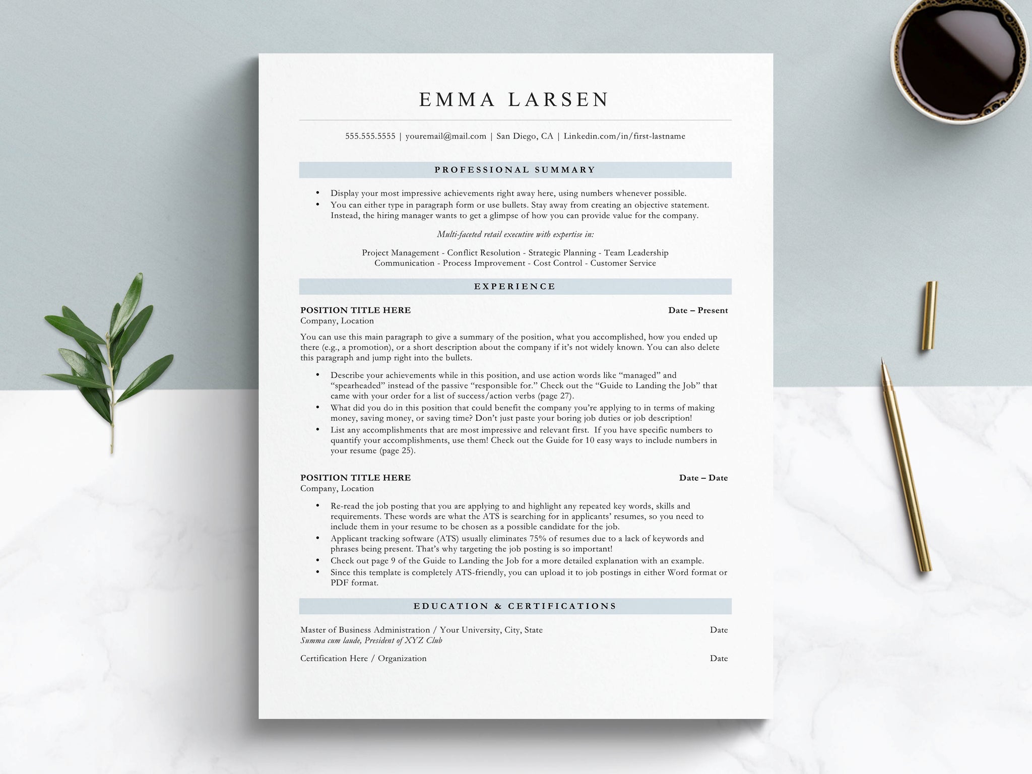 ATS Friendly Google Docs, Word & Pages Resume Template