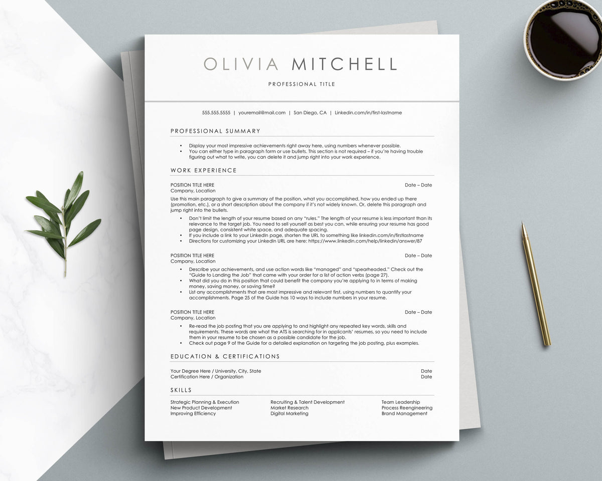 One Column Resume Templates