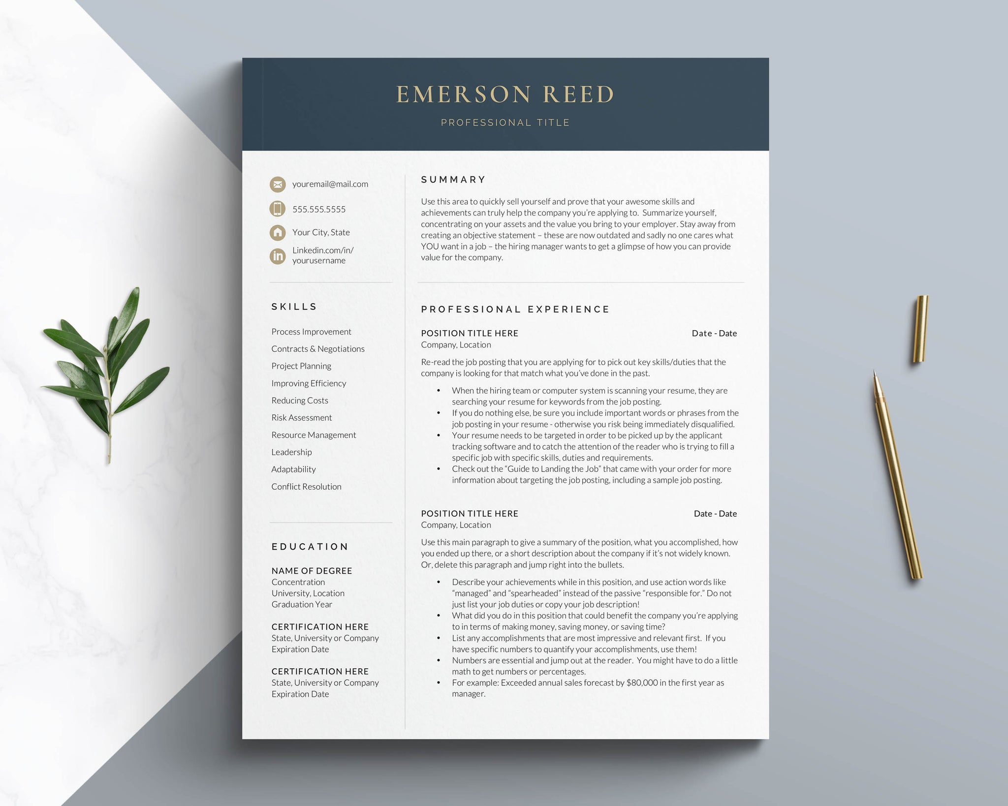 Corporate Finance Resume Template for Word & Google Docs